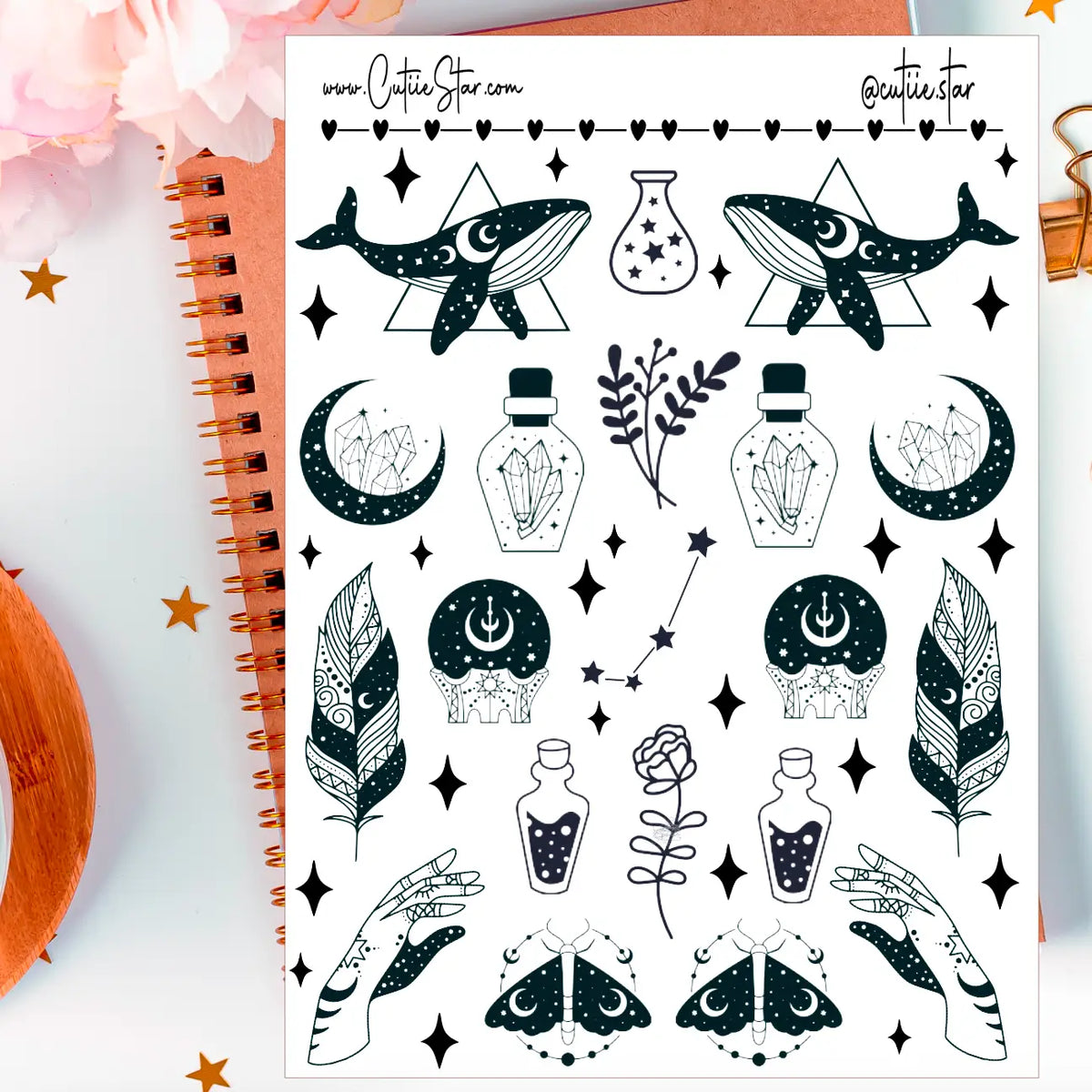 Celestial Magic Whale - Sticker Sheet – Sagewell Ink